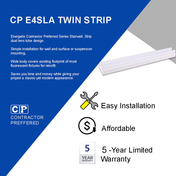 Energetic Lighting 2FT Twin Tube LED Shop Light Dimmable Linear Fixture, Damp Rated UL Listed ...